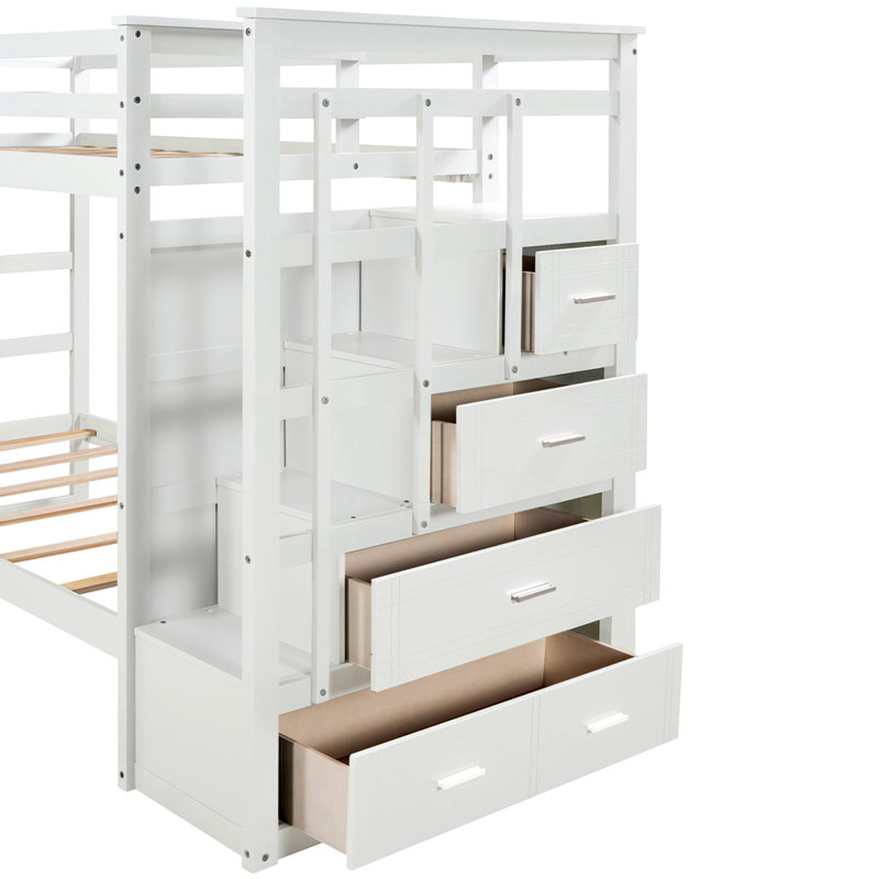 Harriet Bee Leyburn Twin Over Twin 4 Drawer Standard Bunk Bed with Trundle by Harriet Bee Reviews Wayfair